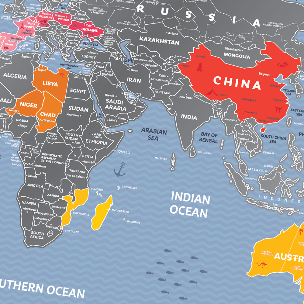 STÍRACÍ MAPA SVĚT Travel Map™ Weekend World - MyGift.cz