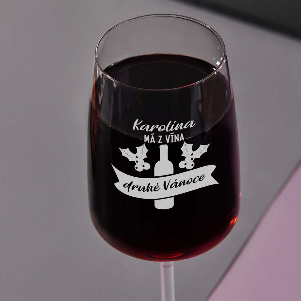 Má z vína druhé vánoce - Křišťálová sklenice na víno - MyGift.cz