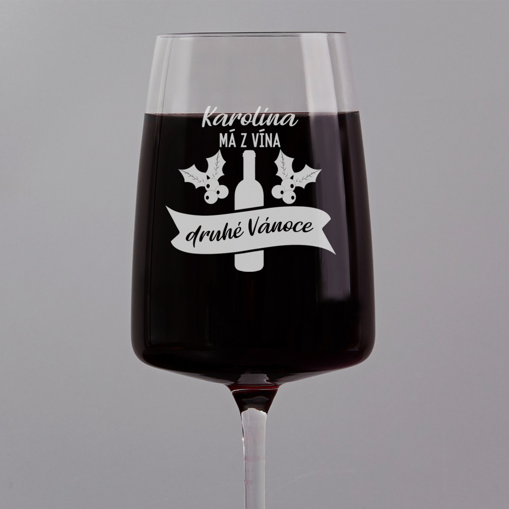 Má z vína druhé vánoce - Křišťálová sklenice na víno - MyGift.cz