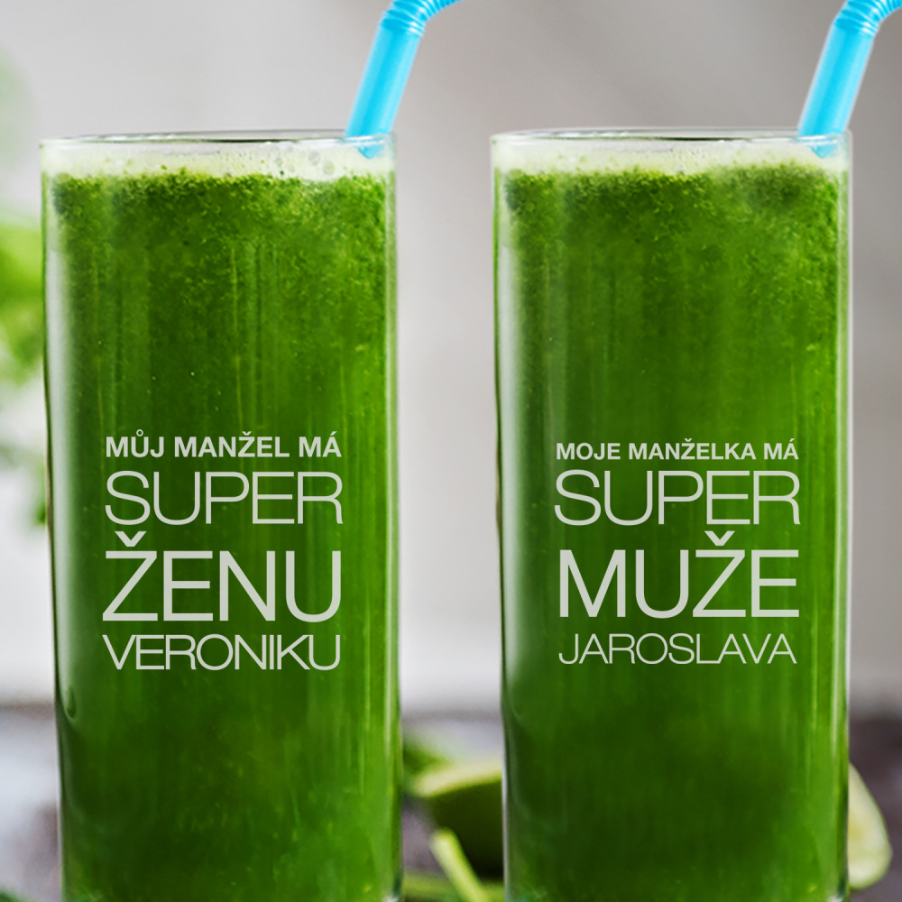 Super manžel a manželka - Dvě gravírované sklenice - MyGift.cz