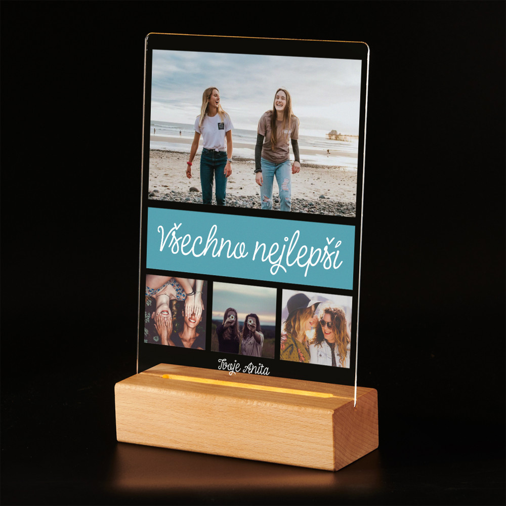 Narozeniny fotky - Tisk na akrylovém skle stojan LED - MyGift.cz